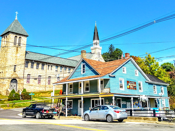 Mary Beth's Westside Deli sits in the shadow of the church, serving sandwiches that might just be their own form of salvation.