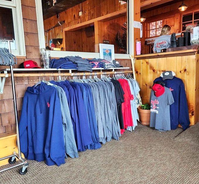 The merch display offers the chance to take home a souvenir that doesn't involve smuggling lobster in your carry-on &ndash; though many have tried.