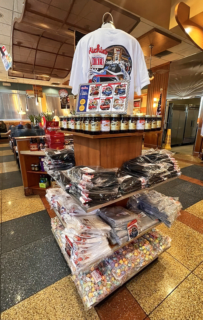 The merchandise corner proves that some dining experiences are so good, people want to take a piece of it home with them.