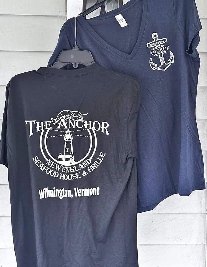 Souvenir t-shirts that say, "Yes, I found exceptional seafood in Vermont, and no, I'm not making this up."