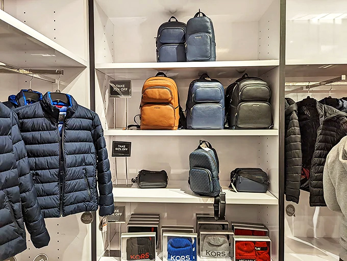 Michael Kors' sleek display of winter jackets and backpacks proves that practical can still be fashionable&mdash;and discounted.