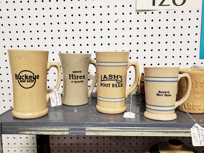 Root beer mugs from a bygone era when soda fountains were social hubs. Hires, Lash's, and Buckeye&mdash;brands that quenched America's thirst.
