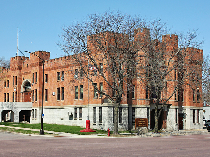 The National Guard Armory stands fortress-like, as if protecting New Ulm from an invasion of chain restaurants.