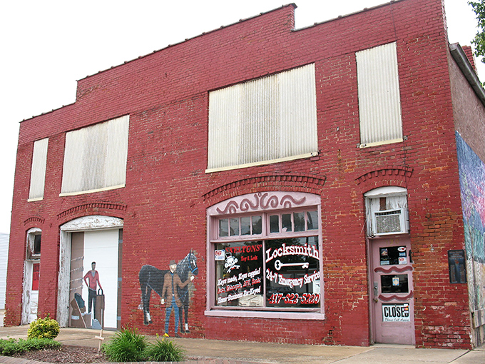 This old livery stable has traded horses for hardware, its weathered brick and vintage mural telling stories of Lebanon's evolving commerce.
