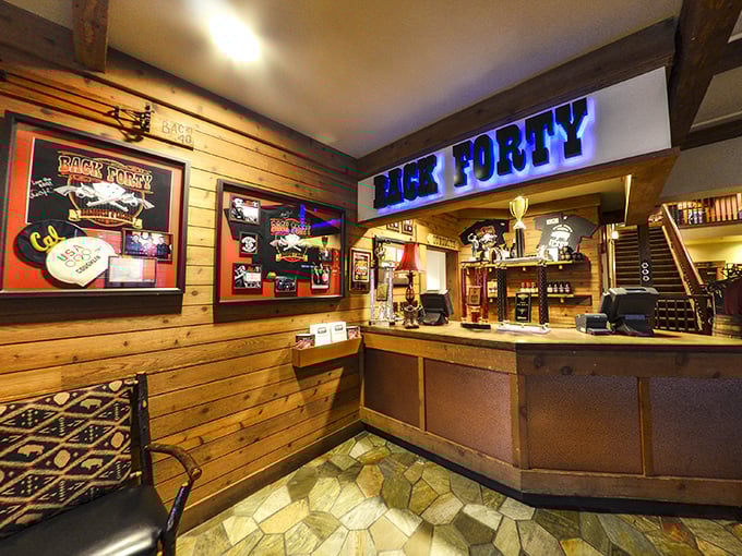 Not just an order counter&mdash;it's BBQ mission control, where smoke-scented dreams come true under the glow of that blue neon sign.