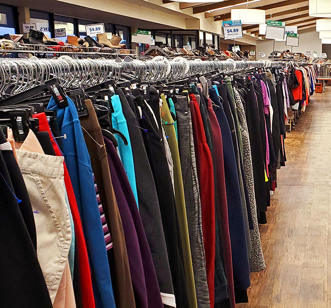 Pants, pants, and more pants! Every length, color, and size imaginable, proving that style doesn't have to come with a three-digit price tag.