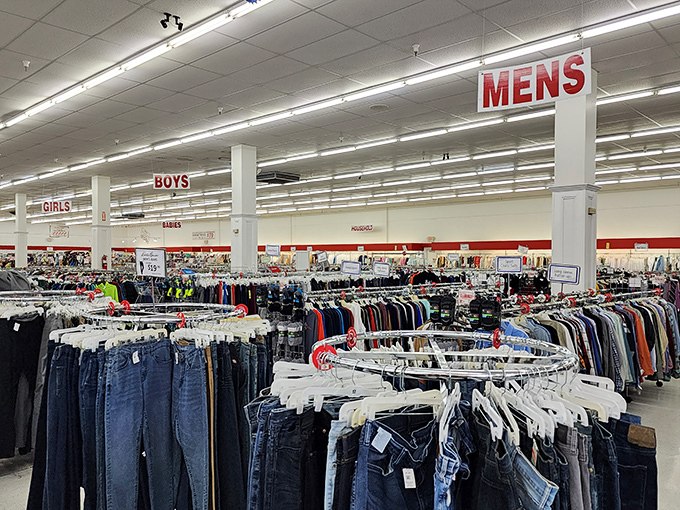 Denim for days! The jeans section offers every wash, cut, and size imaginable. Finding your perfect pair is like striking oil in your backyard. 