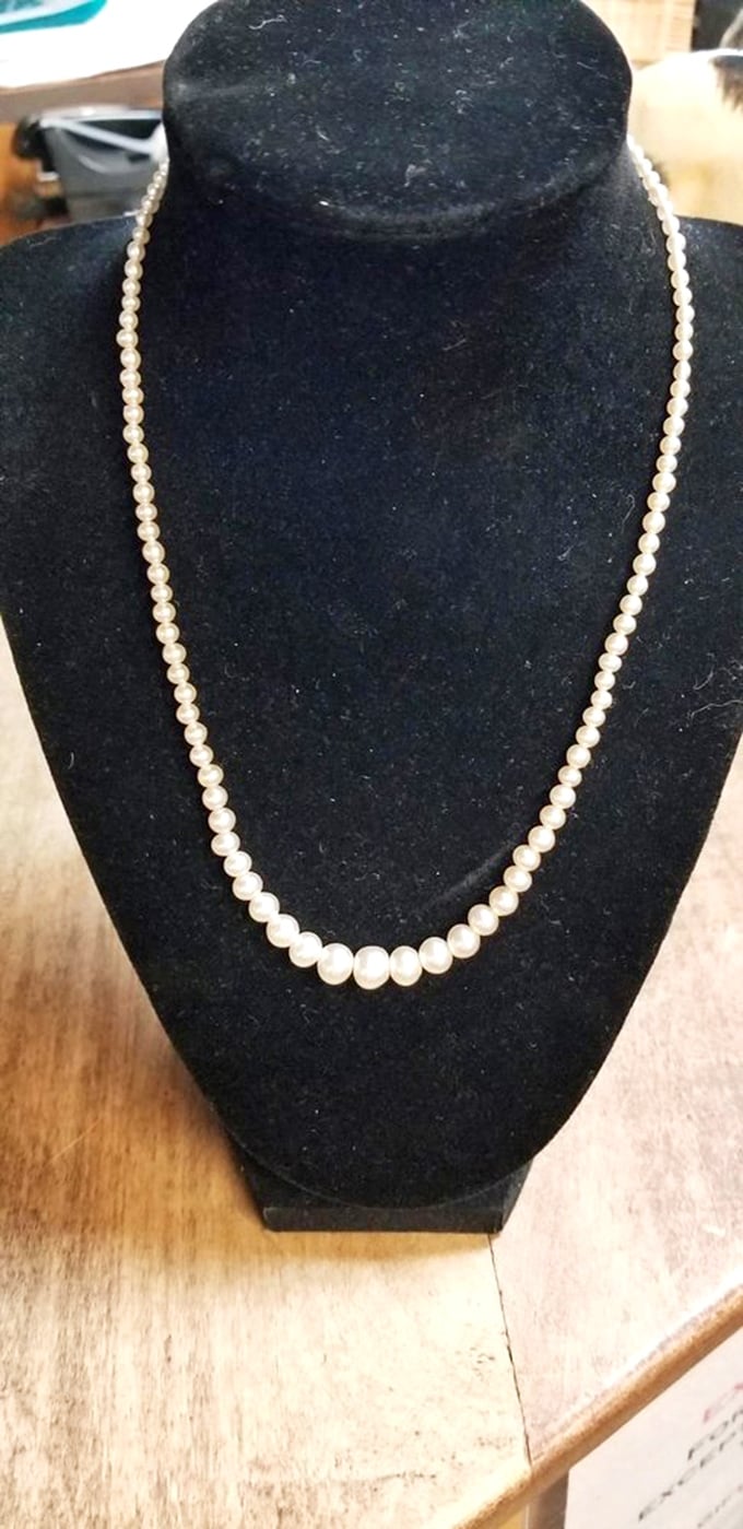 Pearls that have likely witnessed decades of special occasions. Each bead tells a story of celebrations long past.