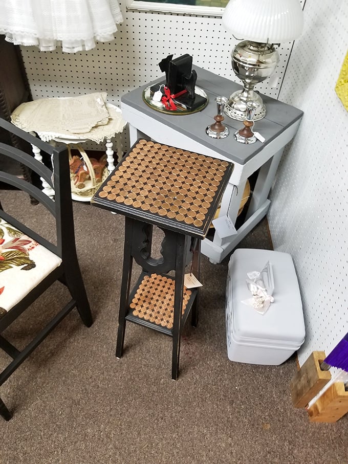 Penny tables: where your spare change becomes functional art and conversation starter all at once.