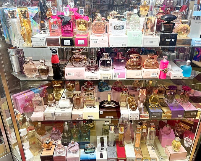 Fragrance heaven where you can smell like a million bucks for under thirty. These glass bottles hold liquid confidence at bargain basement prices.