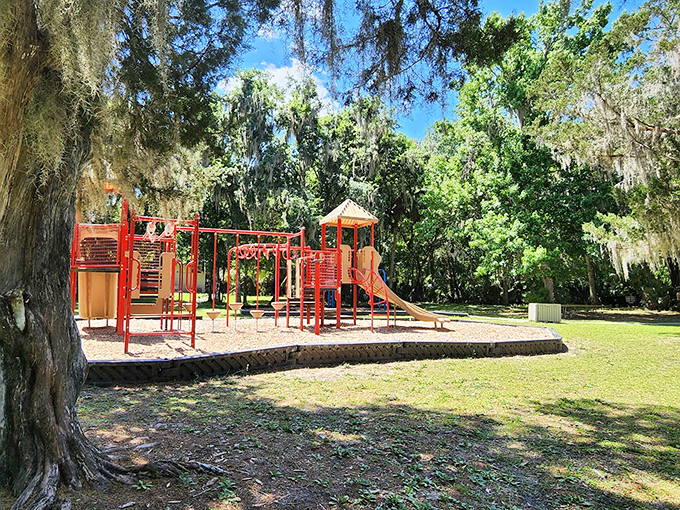 The playground offers kids a chance to burn energy before the ferry ride back to civilization and WiFi.