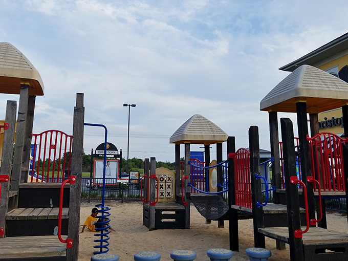 A playground oasis nestled between shopping sections &ndash; because smart retailers know happy kids mean parents with more browsing stamina.