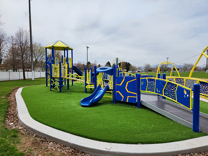 This playground proves that kids don't need expensive entertainment centers when slides and swings still produce the same joyful squeals.