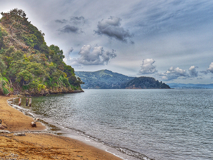 This secluded beach cove feels like nature's secret hideaway, where the lapping waves provide the soundtrack to your own private Bay Area retreat.