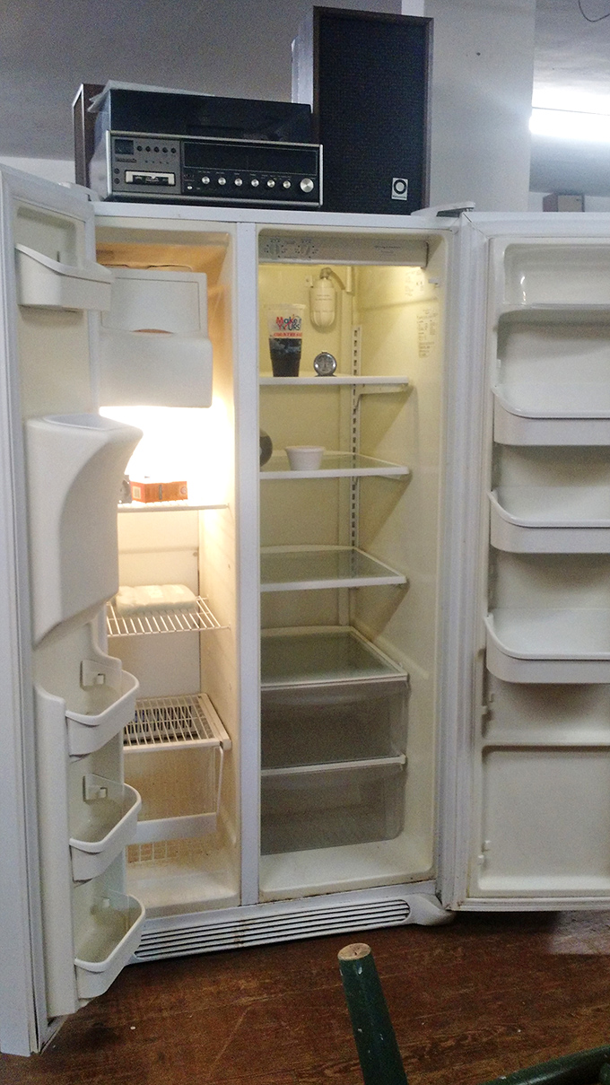 This vintage refrigerator with its stereo perched on top is the ultimate retro kitchen statement &ndash; cold drinks and cool tunes in one conversation piece.