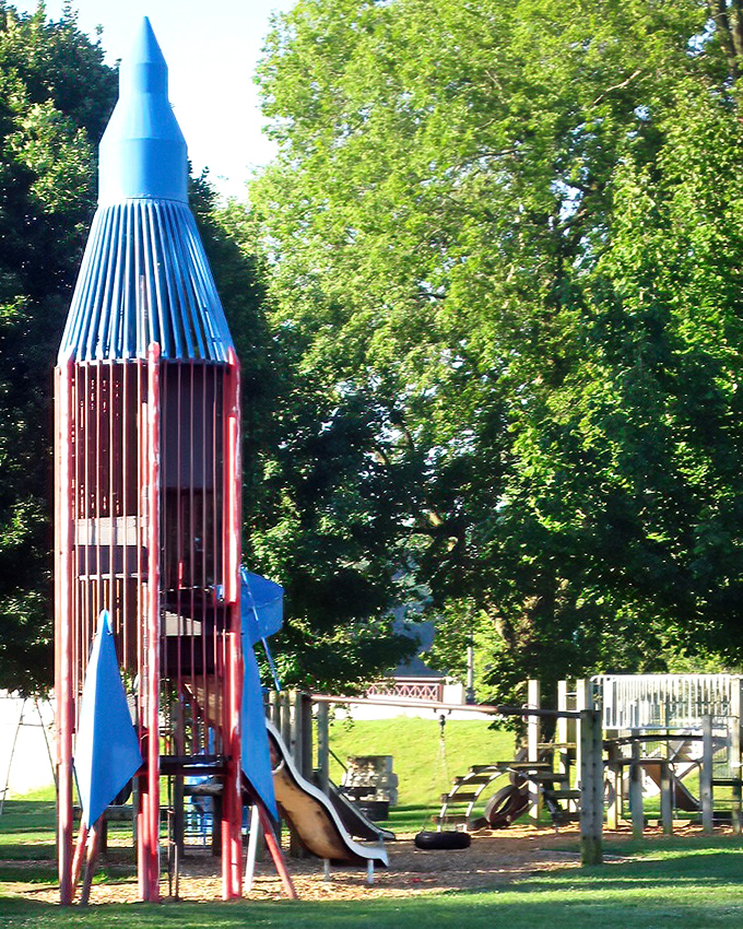 This rocket slide isn't NASA-approved, but it's launched generations of Keosauqua kids into orbit and countless happy memories.