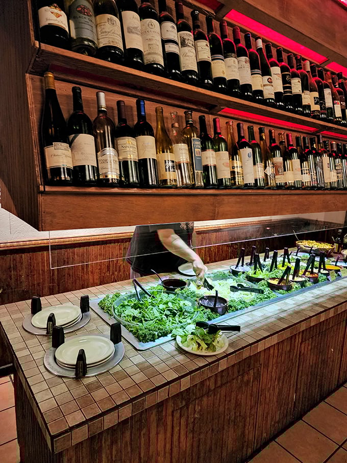 The salad bar offers fresh, crisp preludes to the main event, though calling it a "bar" undersells its abundant offerings.