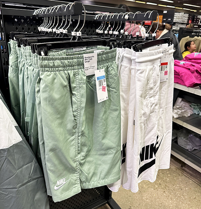 Nike shorts in summer-ready pastels&mdash;because Texas heat demands both style and breathability at prices that won't make you sweat.