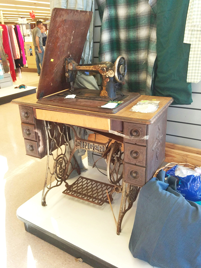 A vintage Singer sewing machine that's witnessed decades of creativity. Part functional tool, part industrial sculpture—they literally don't make them like this anymore.