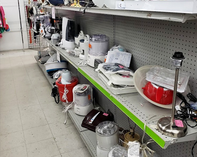 Small appliances line up like hopeful contestants, each vying for a second chance to make morning coffee or blend smoothies.