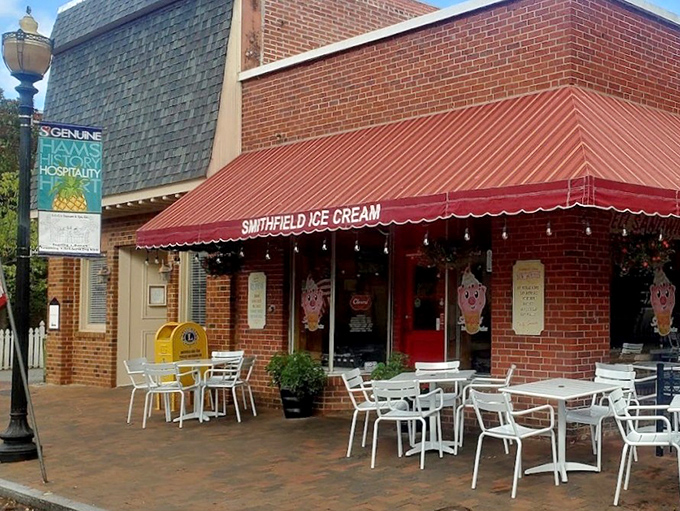 Smithfield Ice Cream Parlor's red awning signals sweet relief on hot Virginia days. Where calories don't count if you're eating while standing up&mdash;that's science.