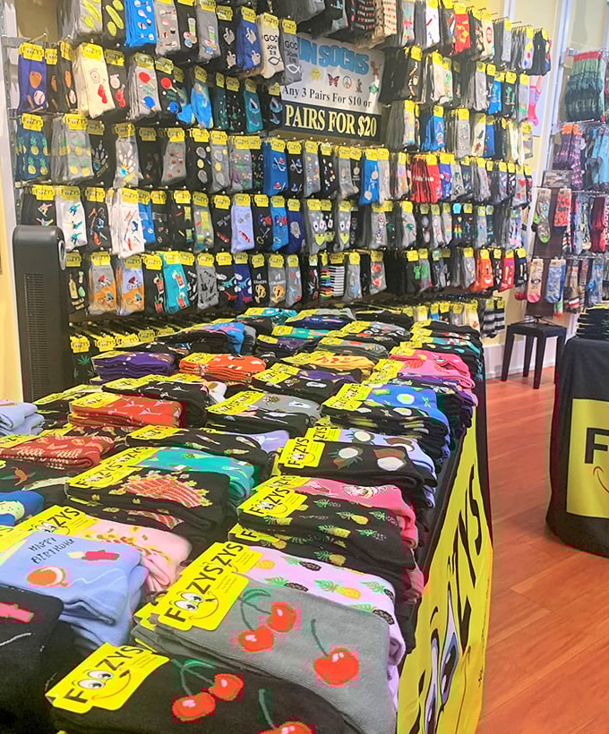 Sock nirvana for those who believe life's too short for boring feet. The cherry pattern is practically begging to brighten Monday meetings.