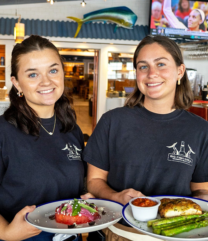 The staff proudly presents their oceanic masterpieces with the confidence of people who know they're delivering happiness on a plate.