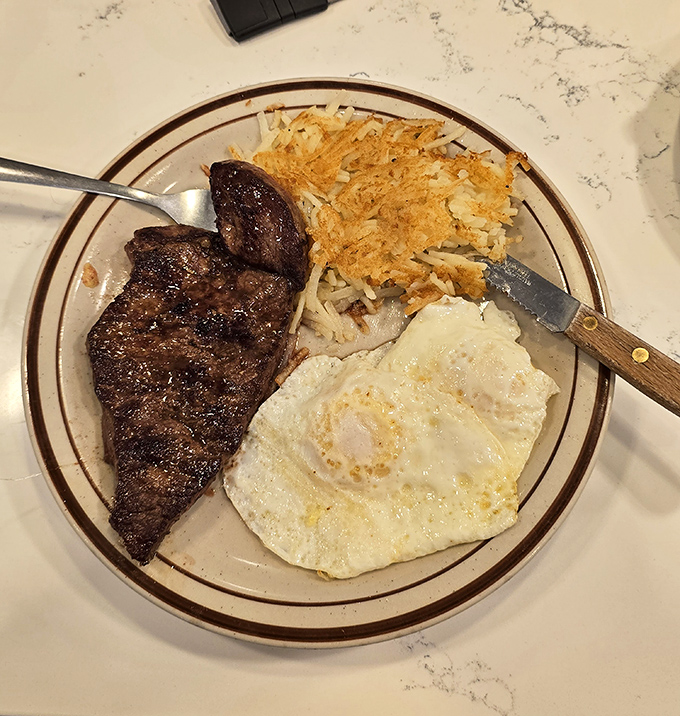 Steak and eggs&mdash;the power breakfast that built America. Simple, honest food that satisfies on a primal level.