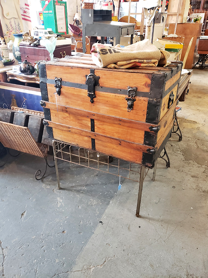 This steamer trunk didn't just carry someone's belongings across oceans—it carried their hopes, dreams, and probably a few hidden treasures.