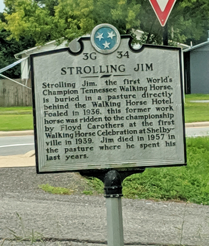 The Strolling Jim marker reminds us that in Wartrace, even the horses become local celebrities worthy of historical recognition.