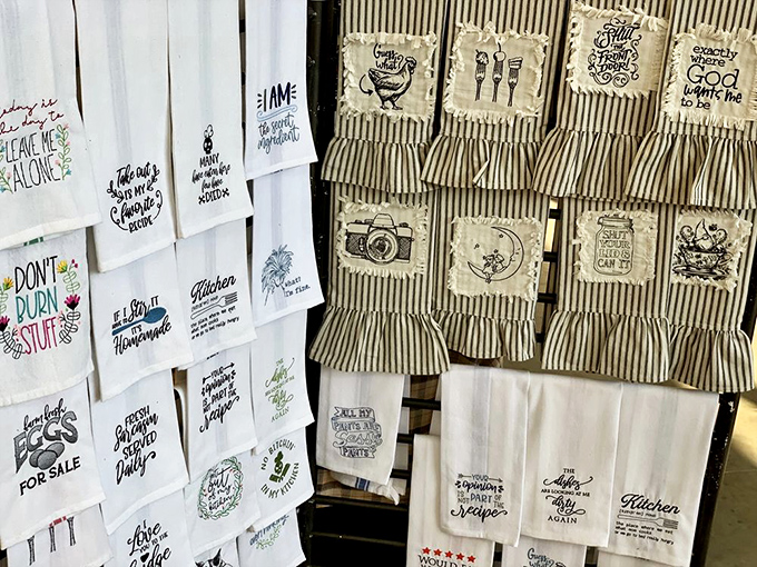 Kitchen wisdom stitched into everyday art – these tea towels deliver both practical service and life advice with equal measures of charm.