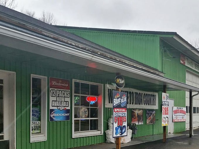 The green exterior might be loud, but Tionesta Beverage Co. speaks the universal language of "cold drinks on a hot day."