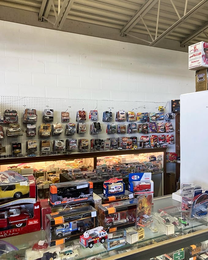 Toy car heaven for collectors young and old. Each miniature vehicle represents someone's dream ride, shrunk down to pocket size.