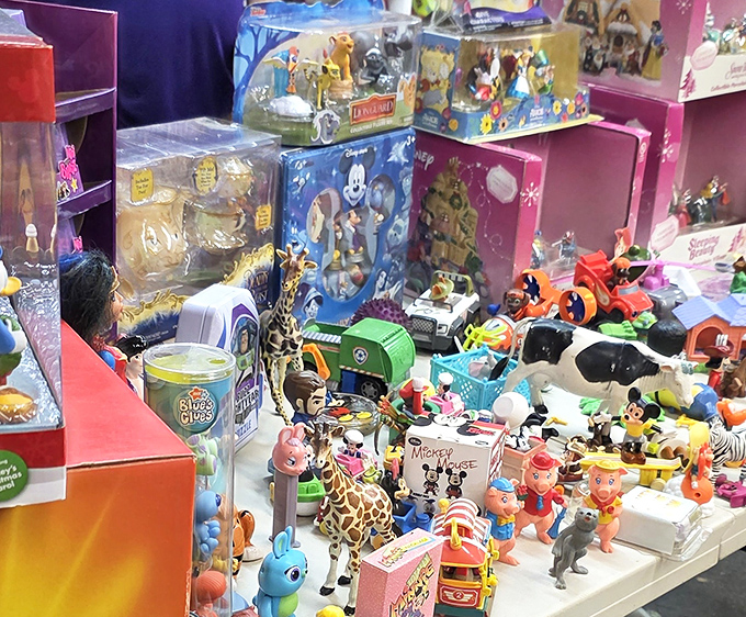 Childhood memories for sale! This colorful chaos of collectible characters proves one generation's happy meal toy is another's valuable vintage find.