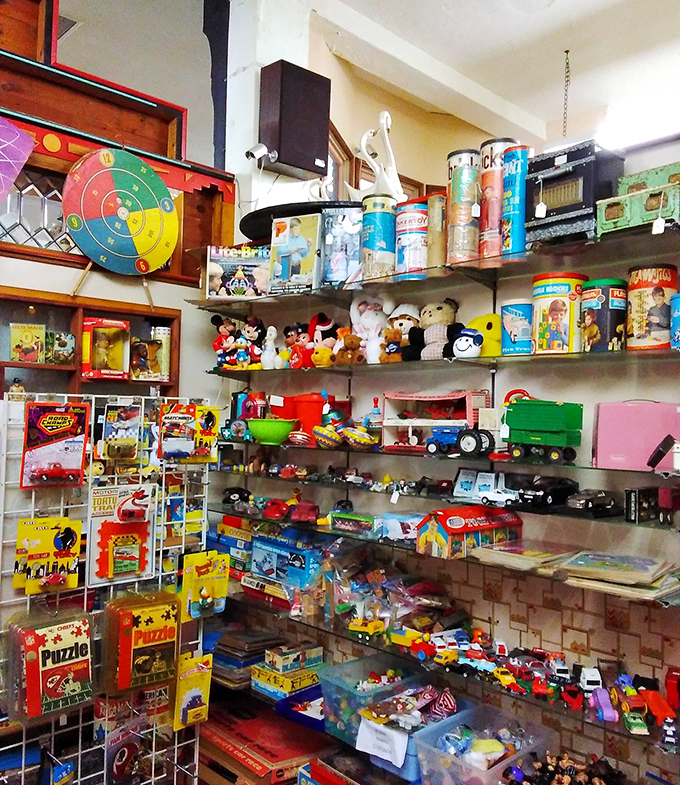 Childhood nostalgia hits like a sugar rush in this toy section, where playthings from simpler times await new generations of imaginative minds.
