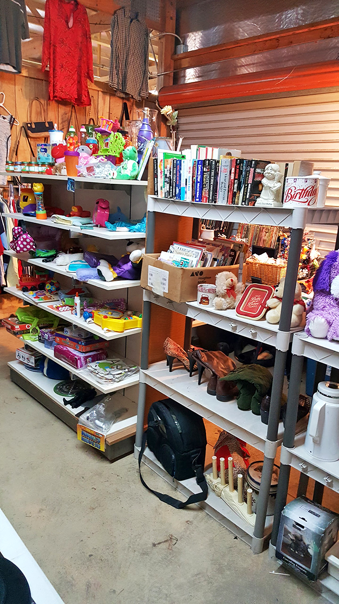 Childhood nostalgia by the shelf-full. One person's outgrown toys become another family's new heirlooms in this colorful corner.