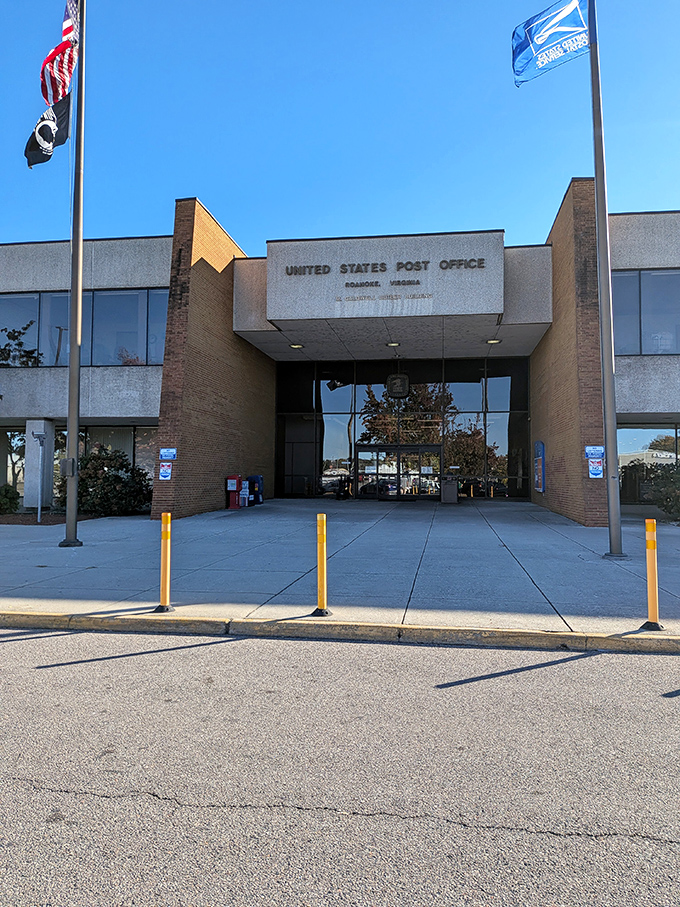 Even Roanoke's post office has that mid-century government building charm that somehow makes mailing packages feel like a civic duty.
