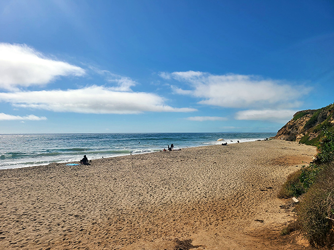 Social distancing, Malibu-style. When your beach blanket neighbors are seagulls and your soundtrack is pure Pacific percussion.