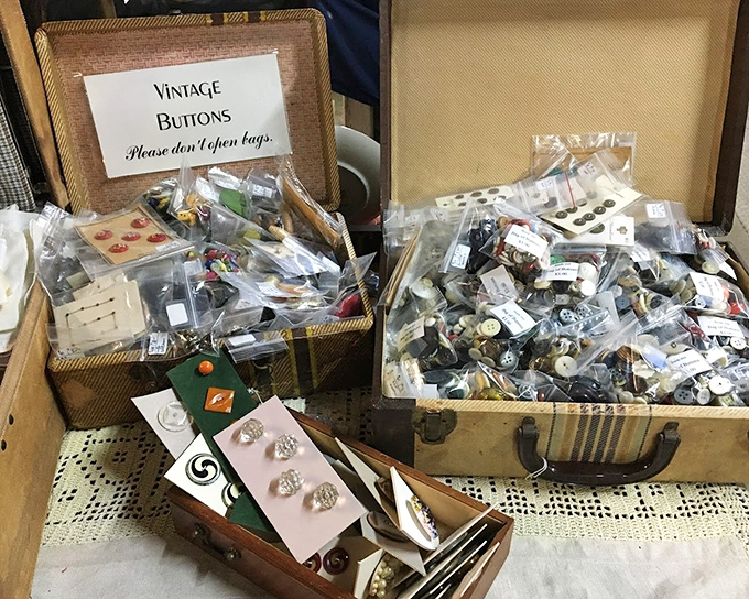 Button, button, who's got the button? Thousands of vintage fasteners waiting to complete that perfect restoration or craft project.