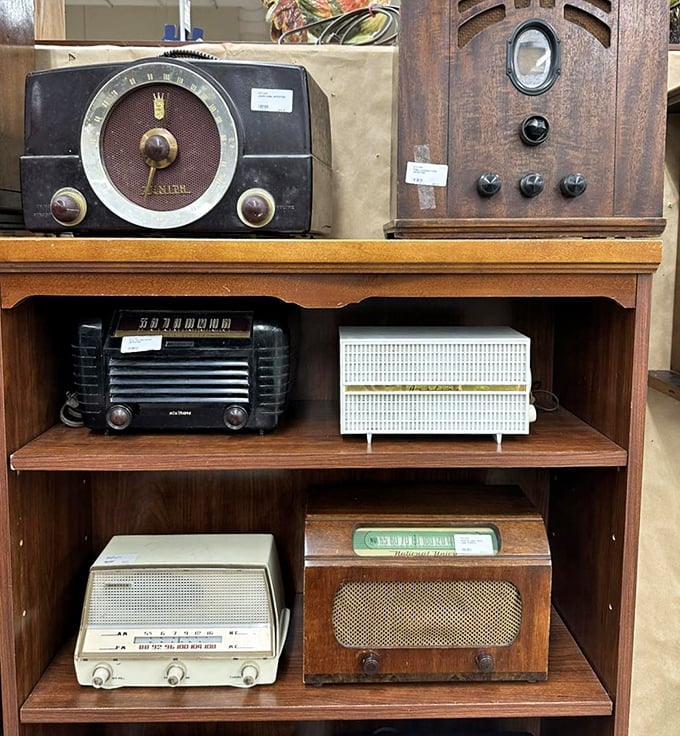 Radios that brought war news, baseball games, and soap operas into living rooms. Before Netflix, families gathered around these wooden wonders.