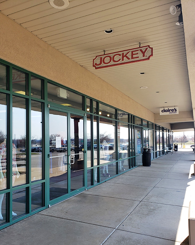 The runway to retail therapy. Jockey and Claire's peacefully coexist along this stretch of shopping real estate, proving opposites really do attract.
