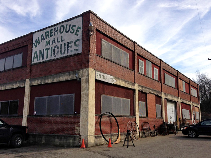 Warehouse Mall Antiques offers treasure hunters a chance to find pieces of history at small-town prices. Those penny-farthing bicycles outside hint at the treasures within.