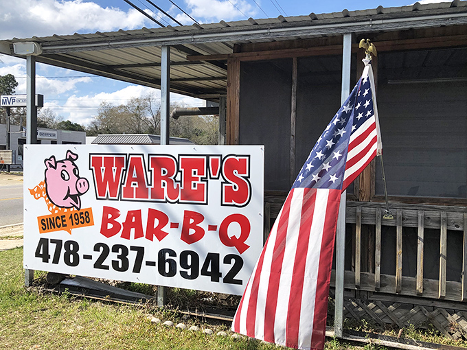 Ware's Bar-B-Q has been smoking meat since 1958, proudly flying the flag for authentic Southern barbecue.