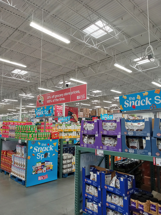 Snack paradise where bulk buying meets impulse purchases. Because nothing complements a day of shopping like strategic calorie replenishment.