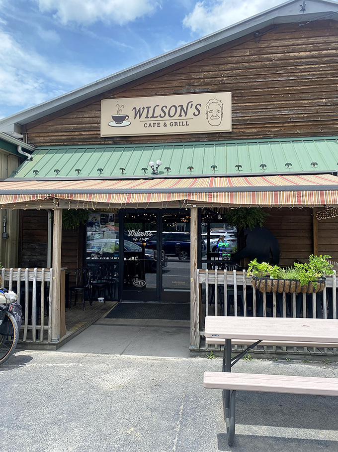 Wilson's Cafe & Grill welcomes you with that perfect porch&mdash;the kind that practically demands you sit a spell with coffee and homemade pie.