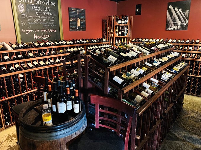 Not just a wine shop, but a temple to the grape&mdash;wooden racks cradle bottles from around the world, waiting for their moment to shine.
