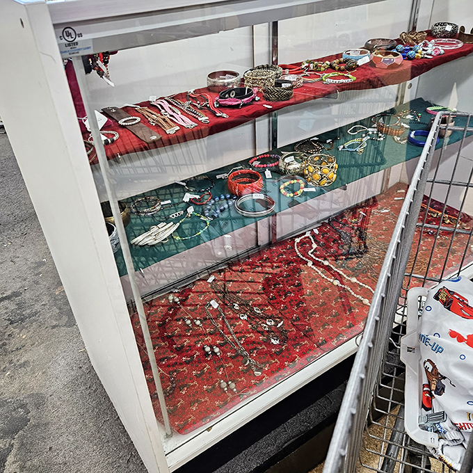 Jewelry displays that sparkle with possibility&mdash;each piece whispering tales of previous celebrations, now awaiting new wrists and necklines to adorn.