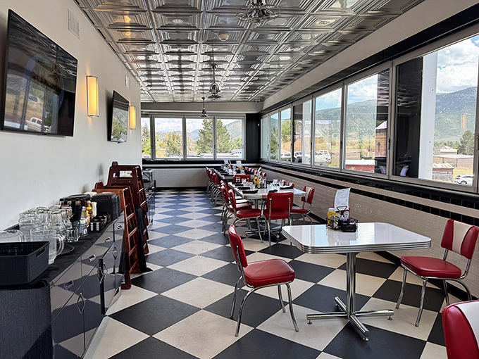 Where sunshine streams through windows framing mountain views that make you forget you came for the food in the first place.