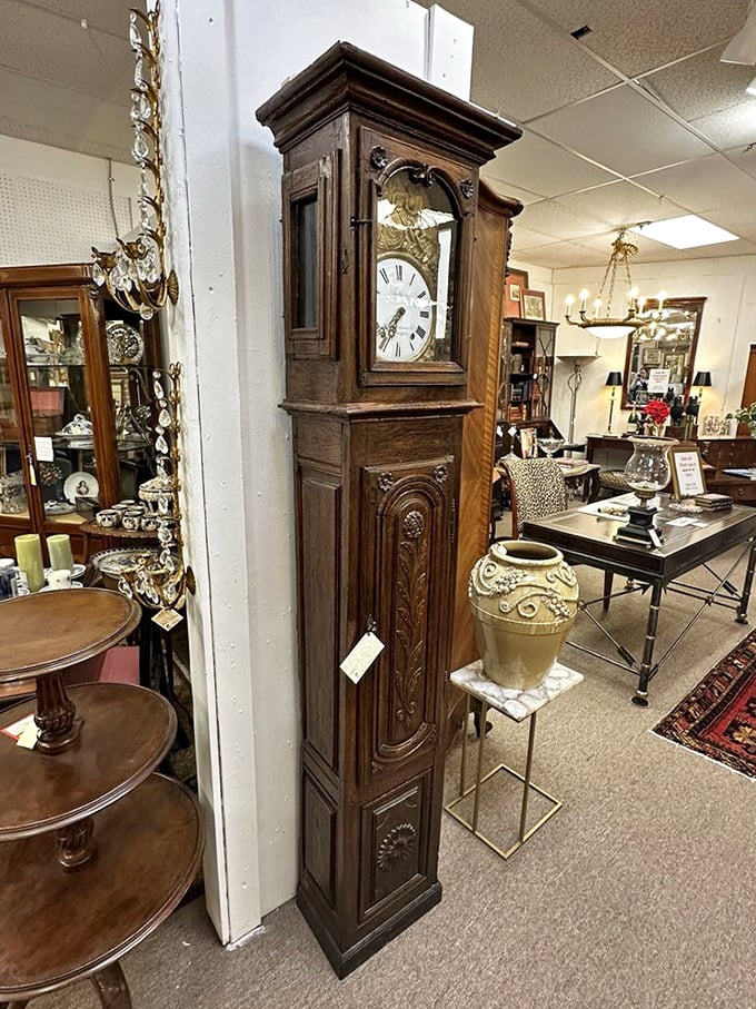 This grandfather clock has witnessed more history than your high school textbook. Timeless in every sense of the word.