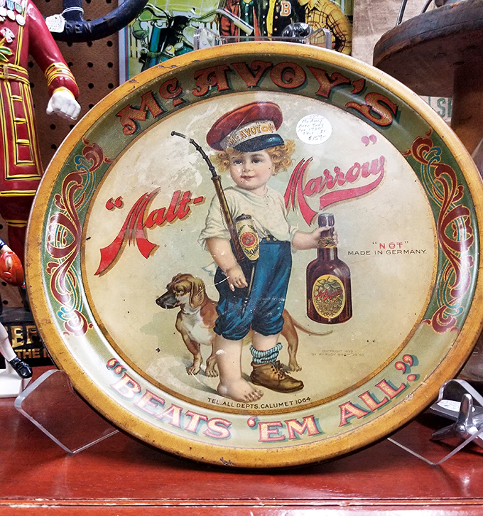 Malt-Marrow Beats 'Em All! proclaims this vintage serving tray. When advertising was an art form and children sold beer without raising eyebrows.
